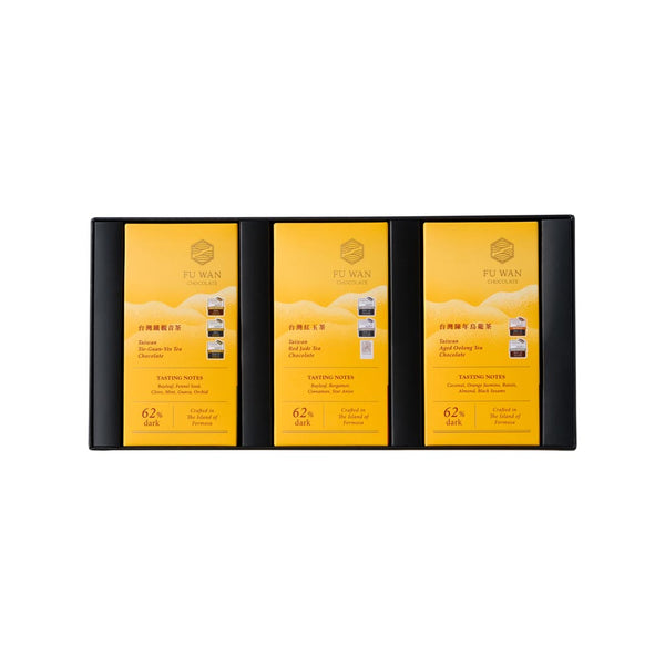 Fu Wan Gift Box, 3 Dark Chocolate Bars with Tea Infusions - Chocobar